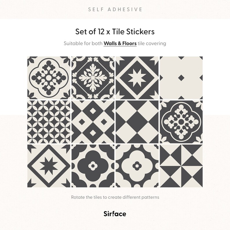 Grey Tile Decals Self-adhesive Wall & Floor Tile Stickers - Etsy