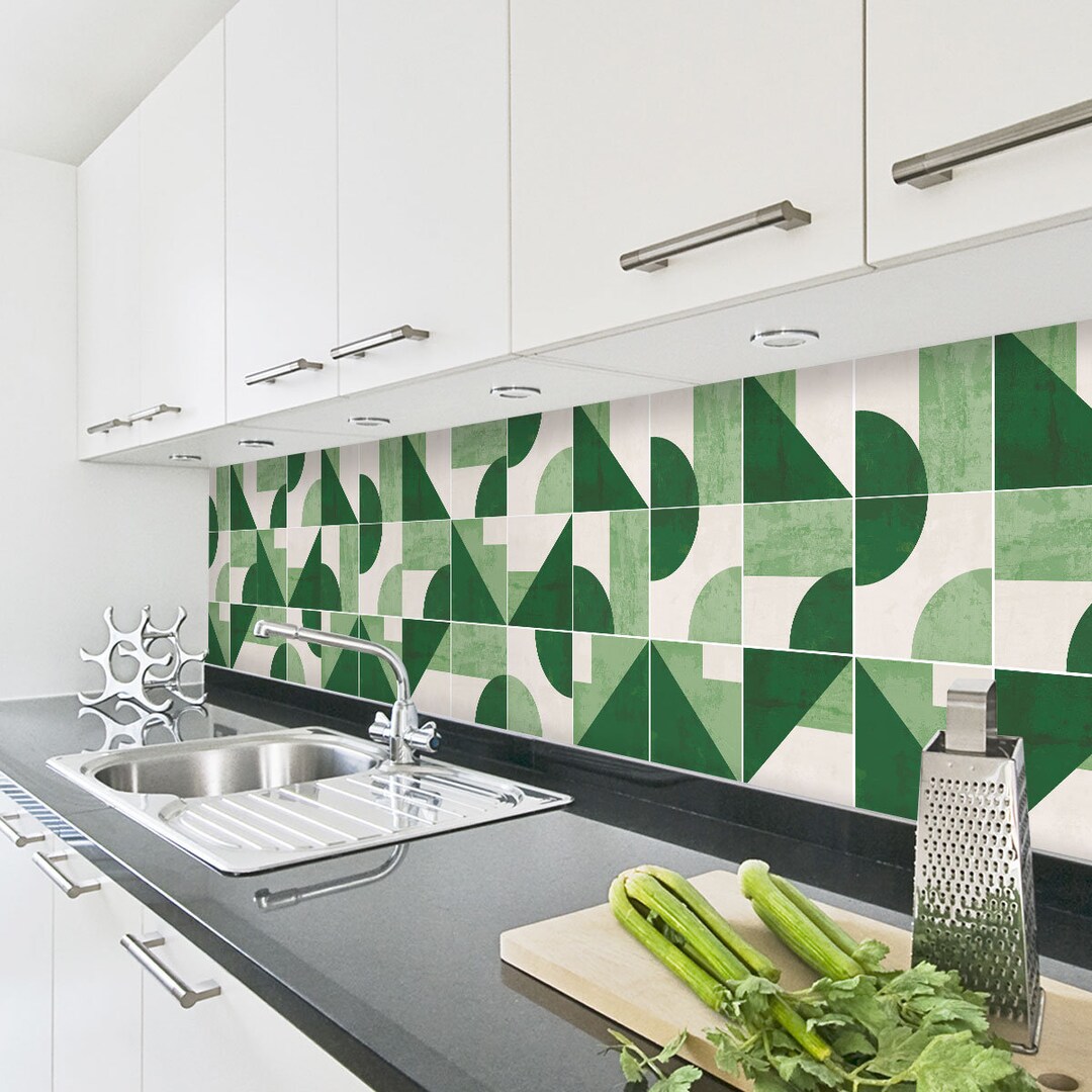 Geometric Emerald Tile Decals - Self-adhesive Wall & Floor Tile ...