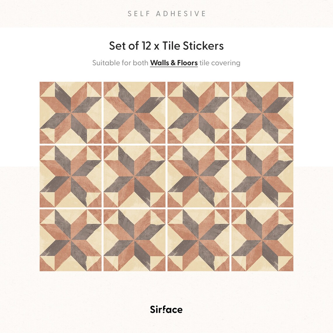 Siena Tile Decals - Self-adhesive Wall & Floor Tile Stickers - PACK OF ...