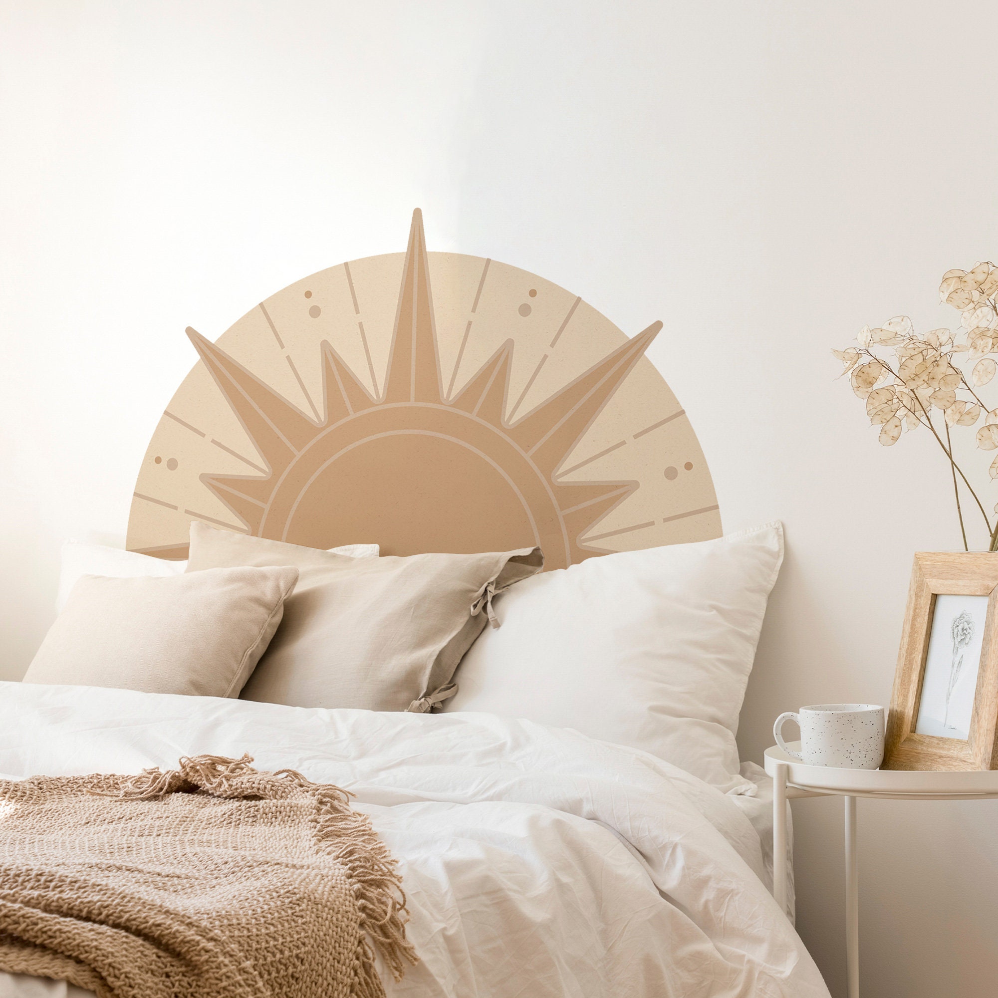 Half Sun Wall Decal Boho Half Sun Wall Sticker Decal Peel | Etsy