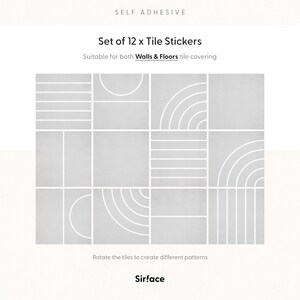 Boho Geometric Concrete Grey Tile Decals - Self-adhesive Wall & Floor ...