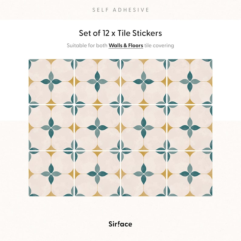 Evening Star Teal Tile Decals Self-adhesive Wall & Floor - Etsy