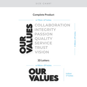 Our Values Customisable 3D Office Decor, 3D, Office Wall Art ...
