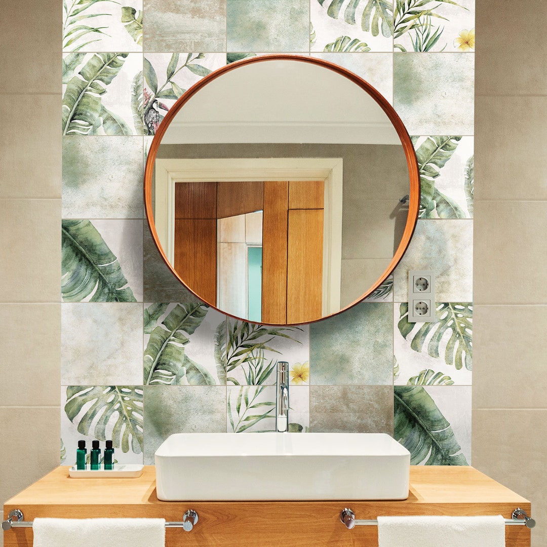 Tropical Green Tile Decals - Self-adhesive Wall & Floor Tile Stickers ...