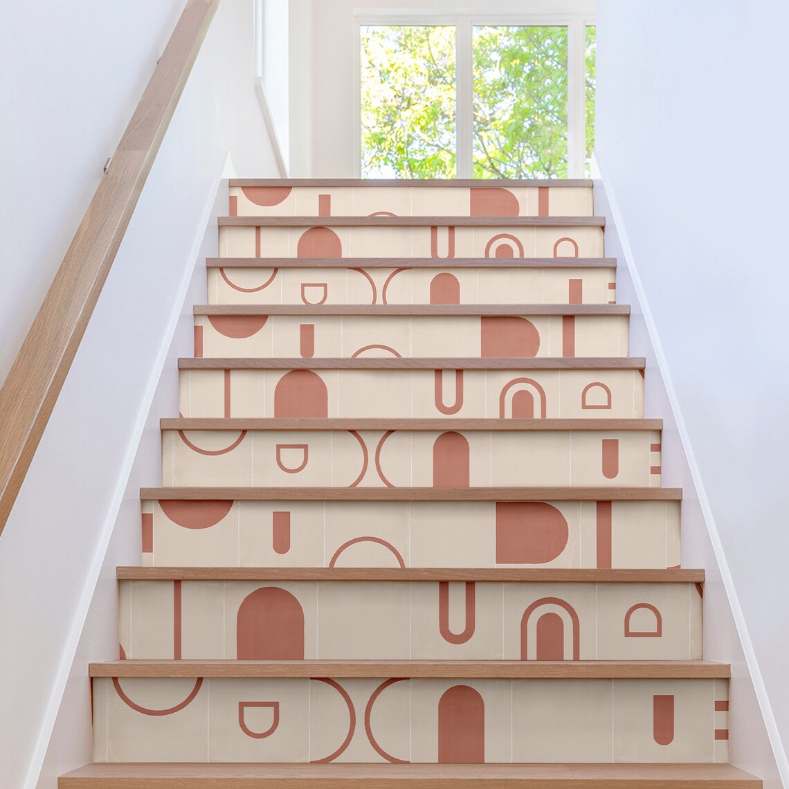 Boho Salmon Stair Riser Stickers - Pack of 6 Removable Stair Riser Tile ...