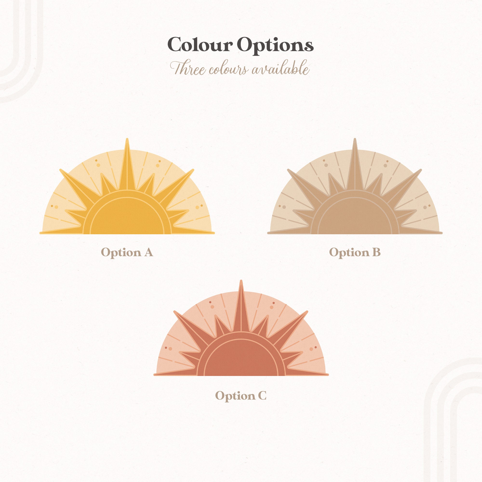 Half Sun Wall Decal Boho Half Sun Wall Sticker Decal Peel | Etsy