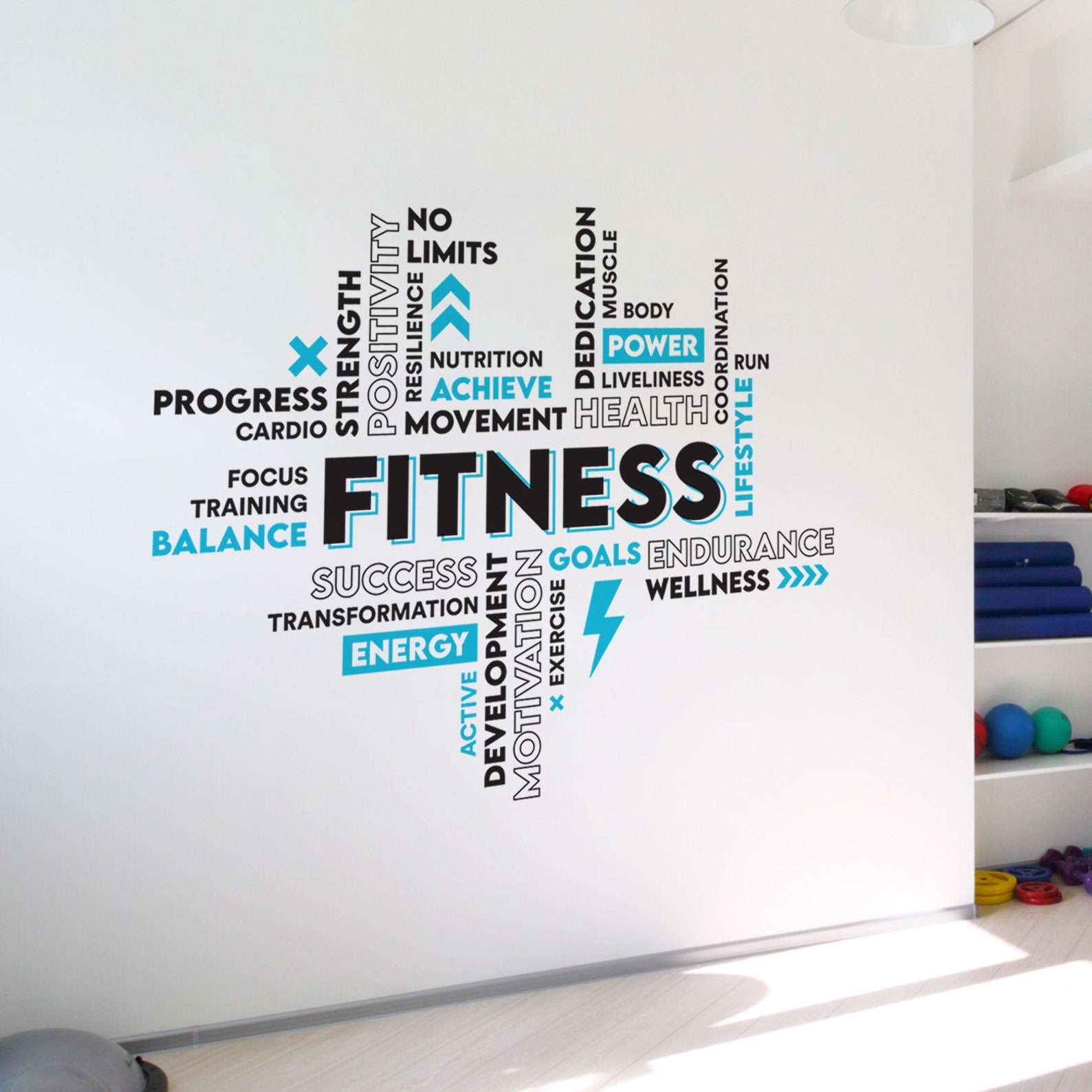 Fitness Vinyl Gym Wall Decal Inspirational Words Gym Decal - Etsy