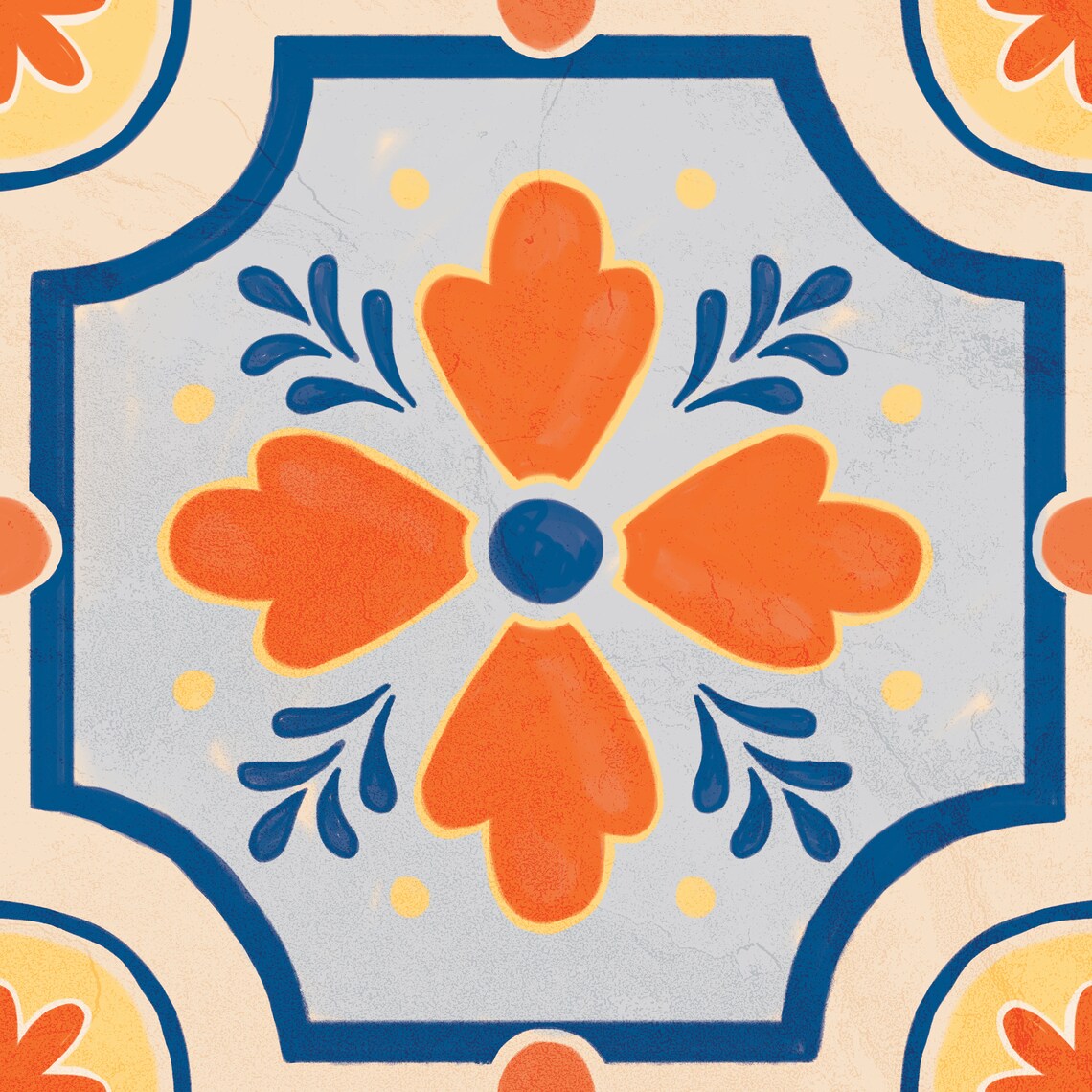 Gardenia Orange Floor Tile Sticker Panel Peel and Stick - Etsy
