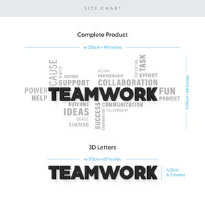 Teamwork 3D Office Decor, 3D, Office Wall Art, Typography Decor, Office ...