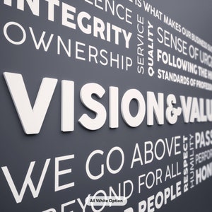 Vision & Values 3D Office Decor, 3D, Office Wall Art, Typography Decor ...