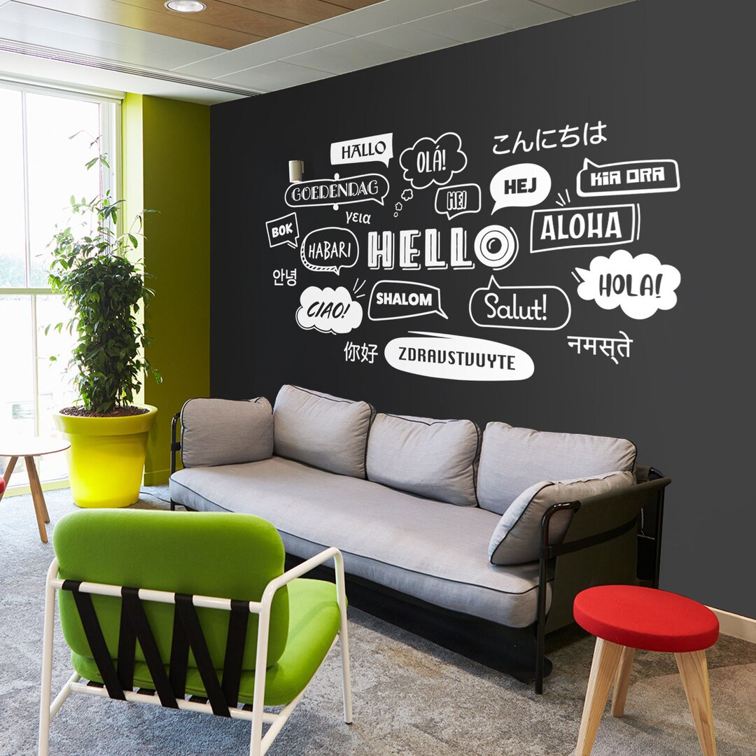 Multi Language Hello Office Wall Decal, Hello Decal, Office Wall Art ...