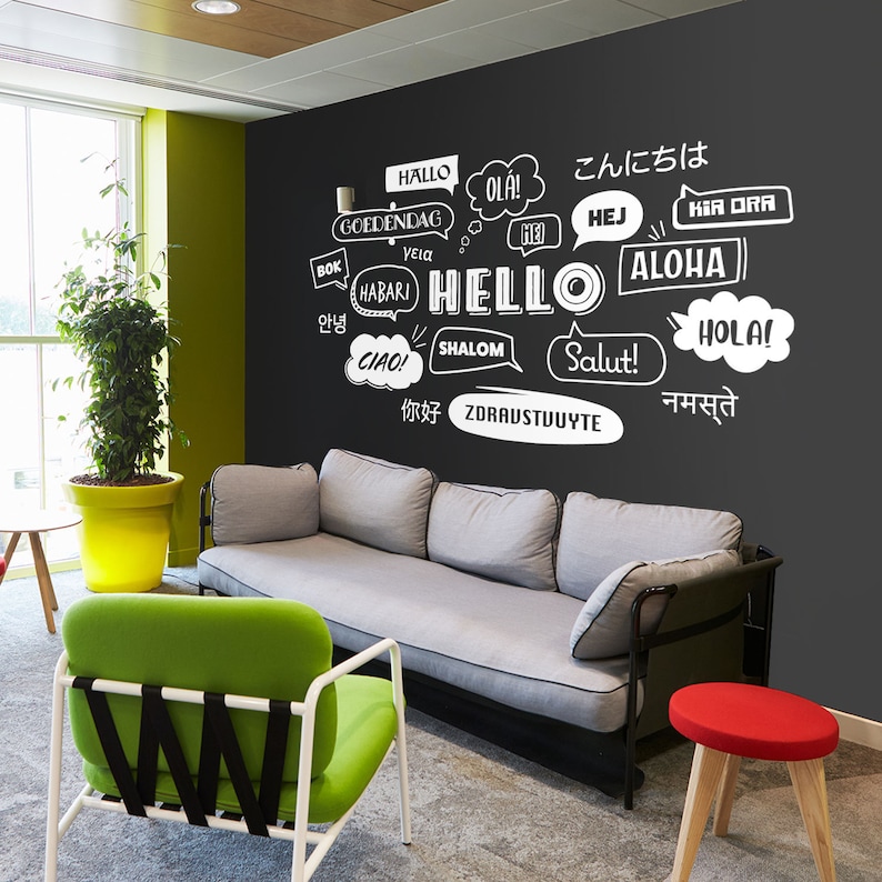 Multi Language Hello Office Wall Decal, Hello Decal, Office Wall Art ...
