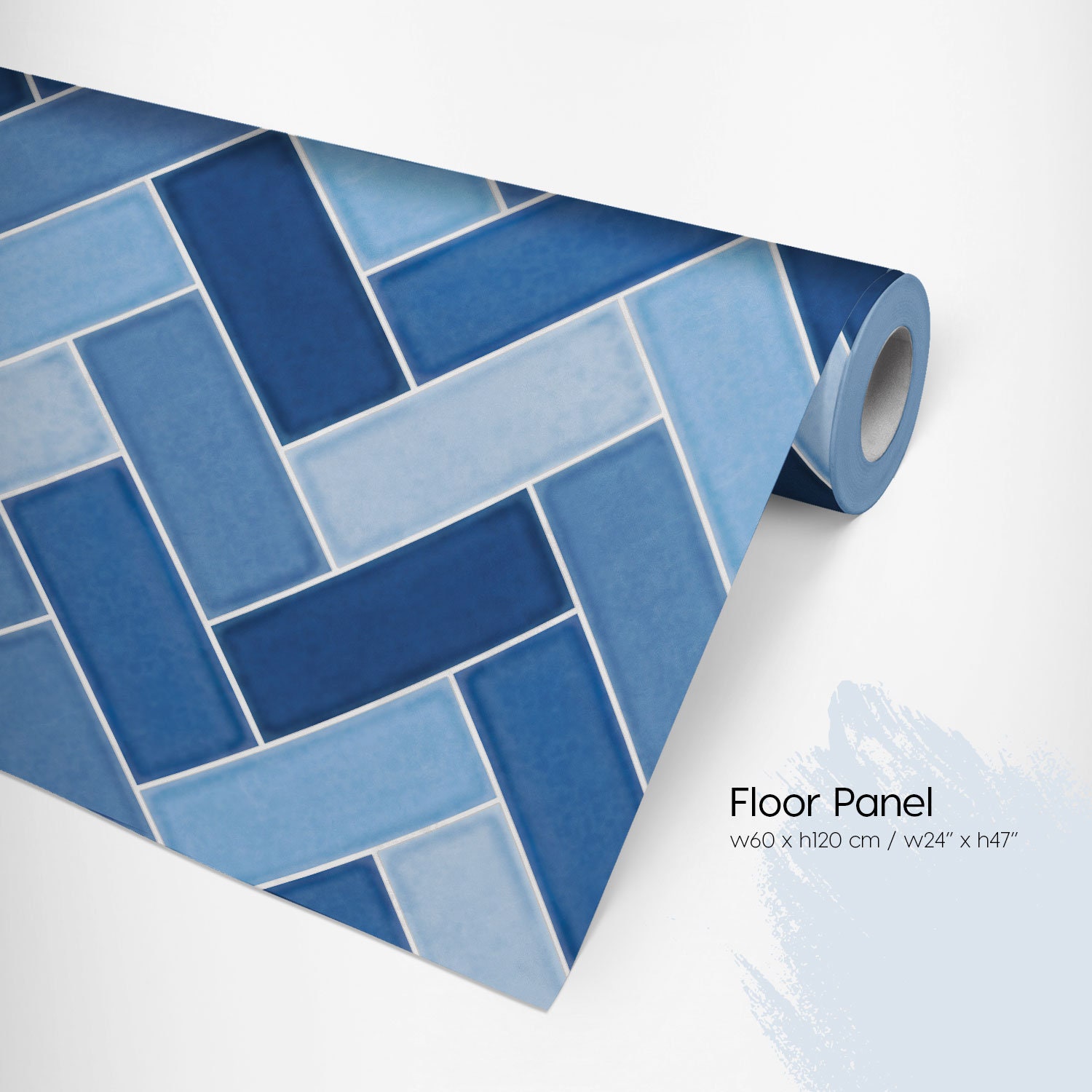 Herringbone Blue Floor Tile Sticker Panel Peel and Stick - Etsy