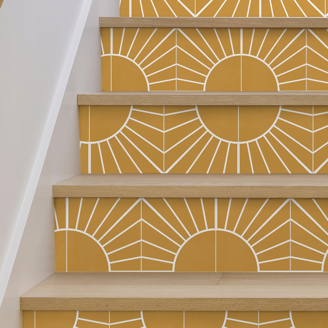 Sun Tile Stair Riser Stickers - Pack of 6 Removable Stair Riser Tile ...