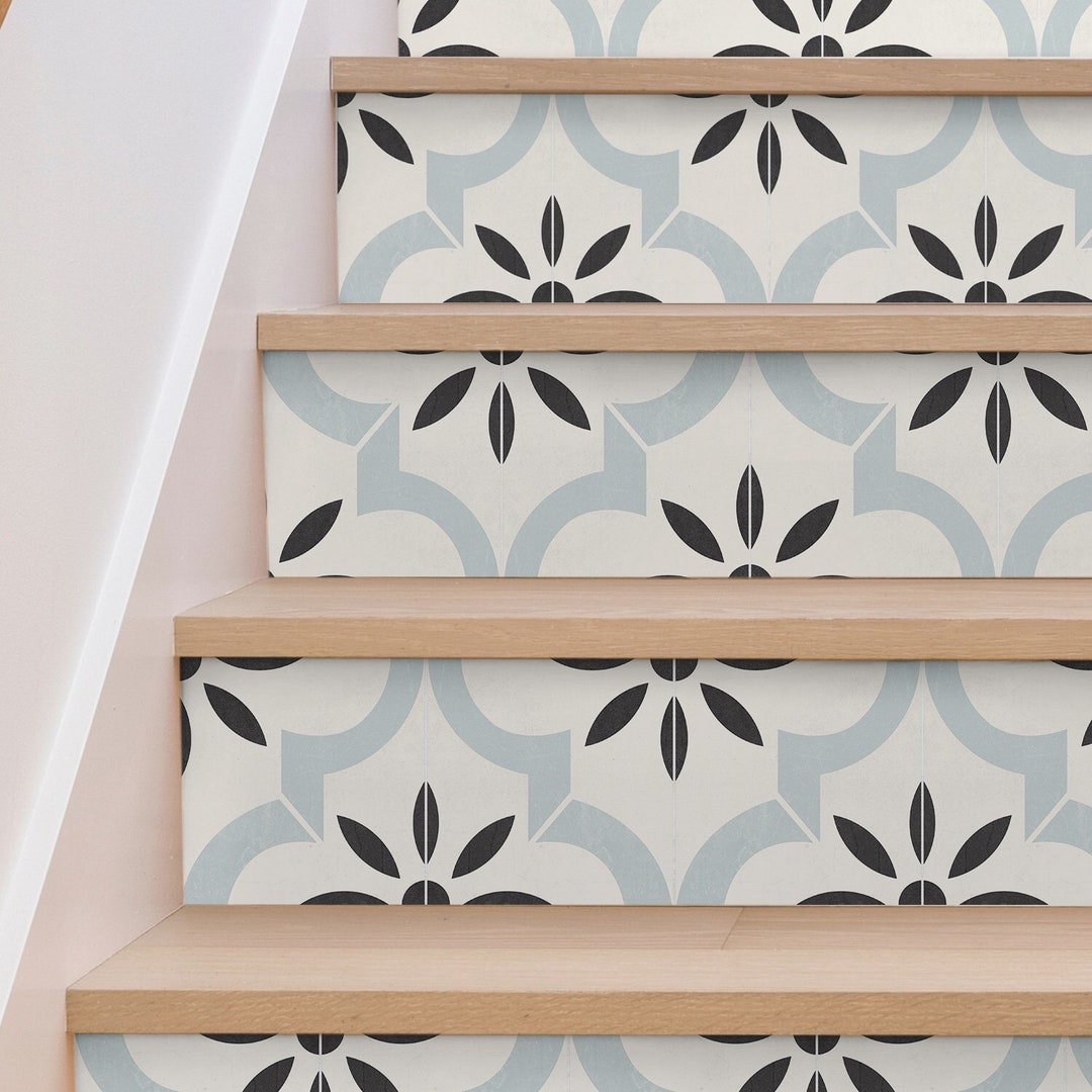 Granada Blue Stair Riser Stickers - Pack of 6 Removable Stair Riser ...