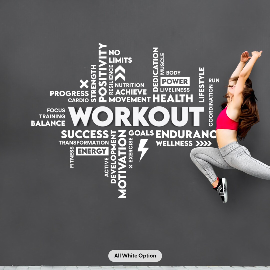Workout 3D Word Cloud - Gym Wall Decal - Workout Stickers - Fitness ...