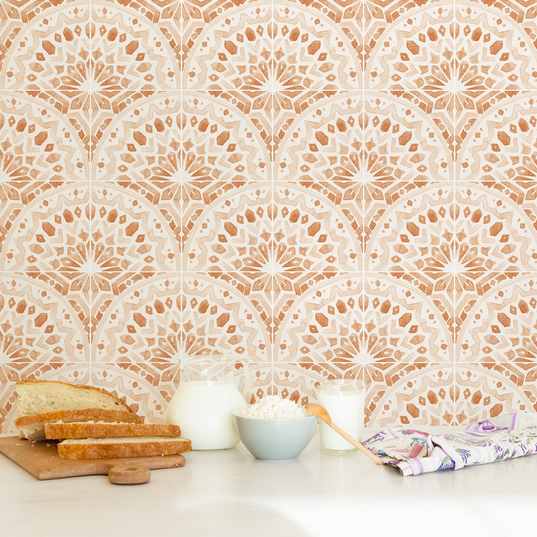 Tangier Terracotta Tile Decals - Moroccan Tile Stickers Collection ...