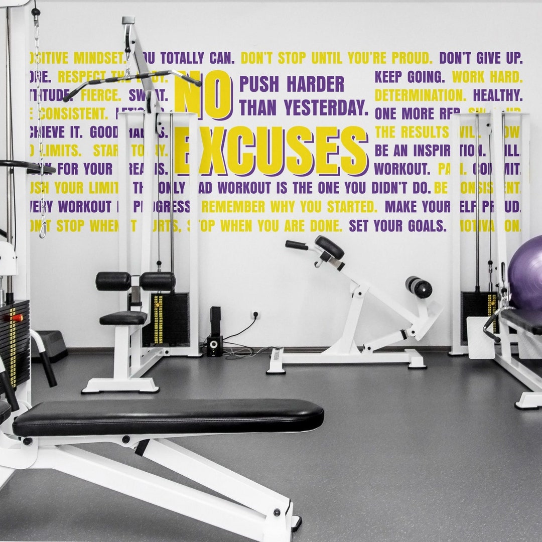 No Excuses - Motivational Wall Decal, Gym Sticker, Home Gym Design ...