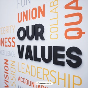 Our Values 3D Office Decor, 3D, Values Decal, Office Wall Art, Office ...