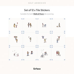 Tiny People Tile Decals - Self-adhesive Wall & Floor Tile Stickers ...