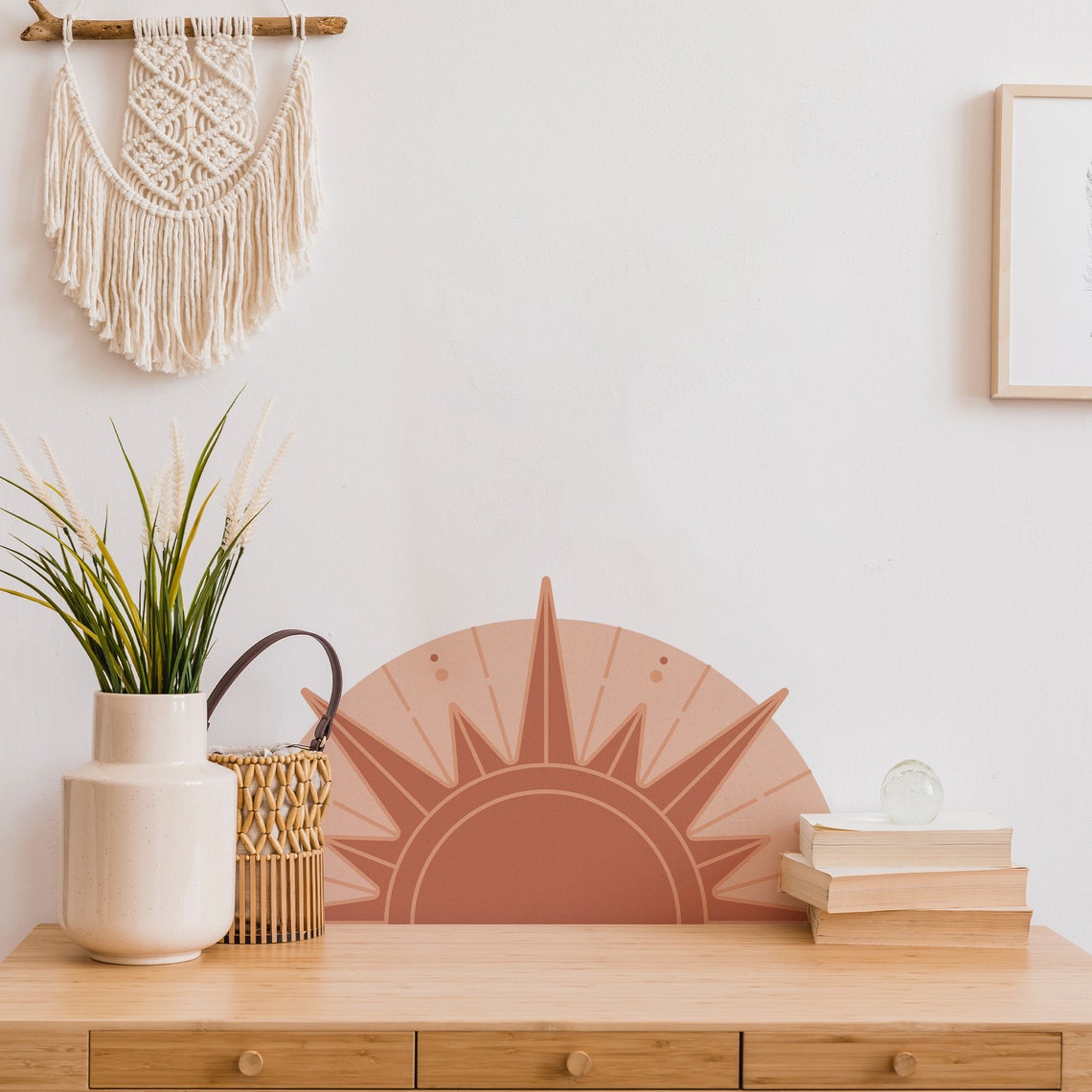 Half Sun Wall Decal Boho Half Sun Wall Sticker Decal Peel | Etsy