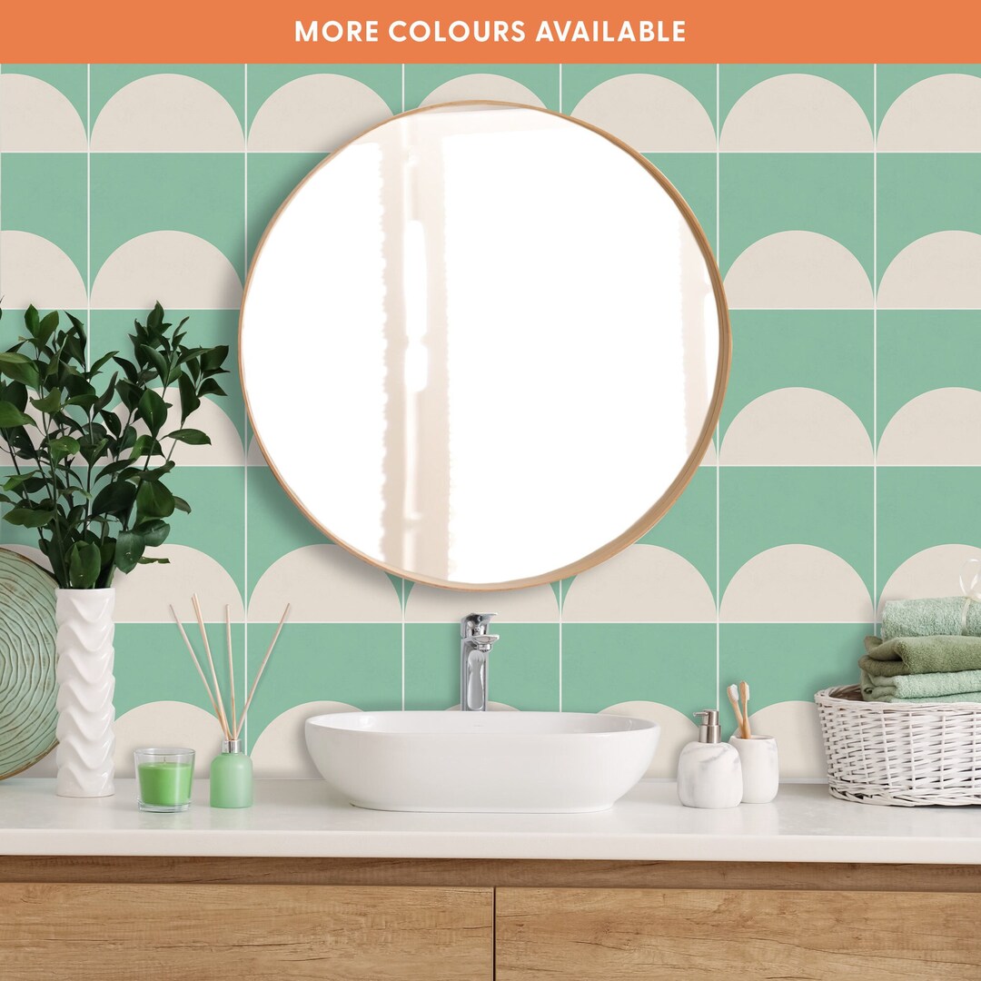 Half Circle Tile Decals: Peel and Stick Vinyl, Kitchen & Bath - 12 Pack ...
