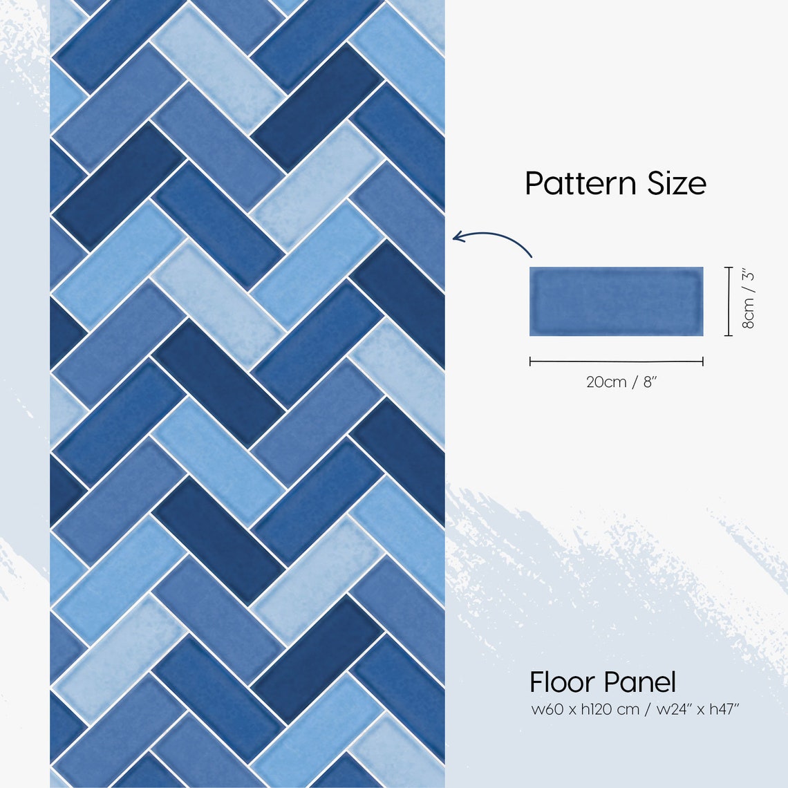 Herringbone Blue Floor Tile Sticker Panel Peel and Stick - Etsy