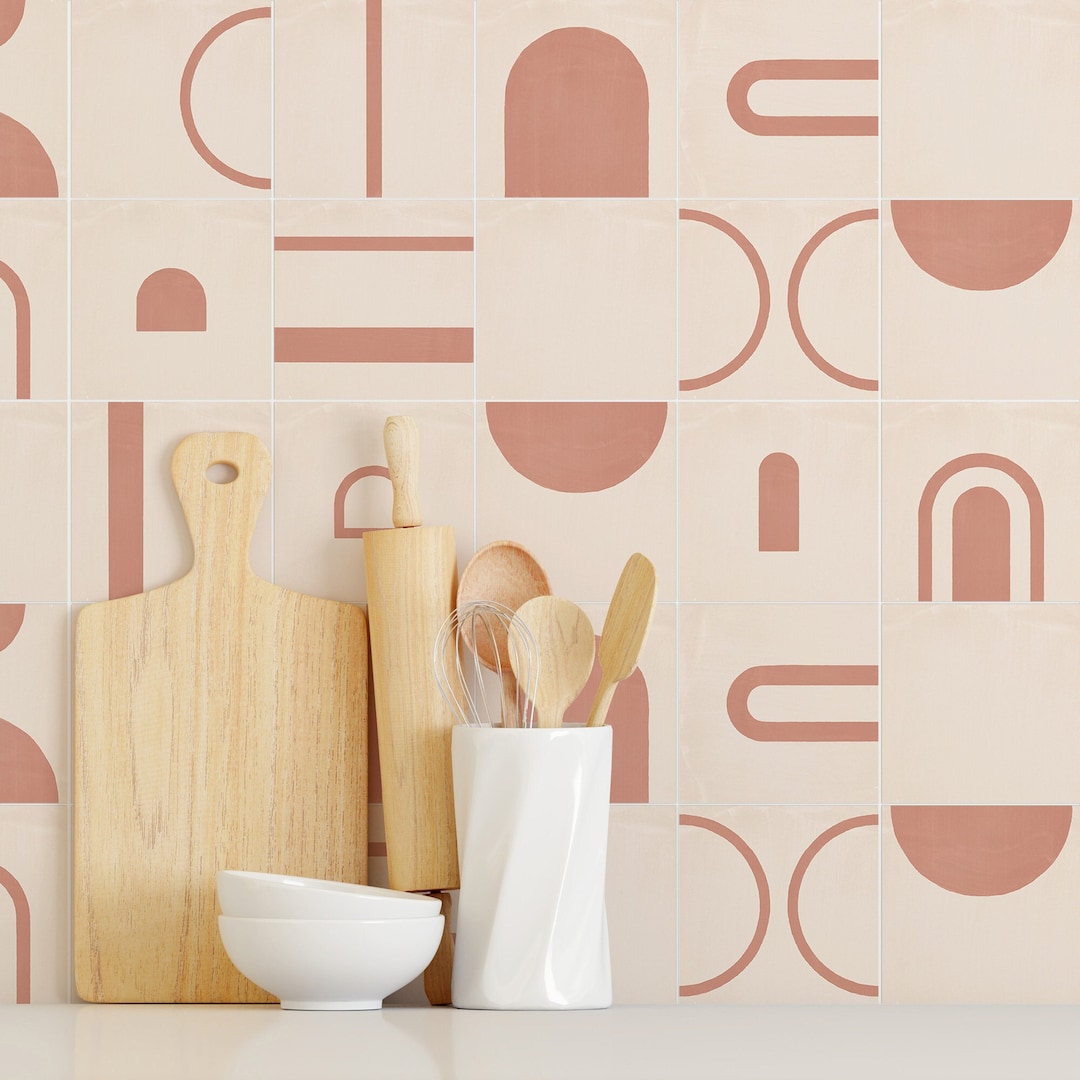 Boho Salmon Tile Decals - Self-adhesive Wall & Floor Tile Stickers ...