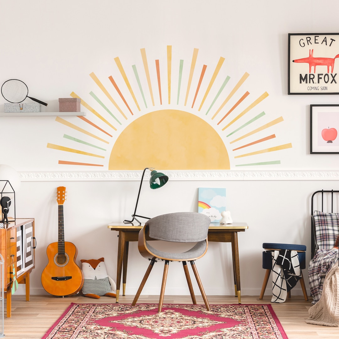 Rising Sun Wall Decal Wall Decal | Abstract Wall Sticker, Scandinavian ...