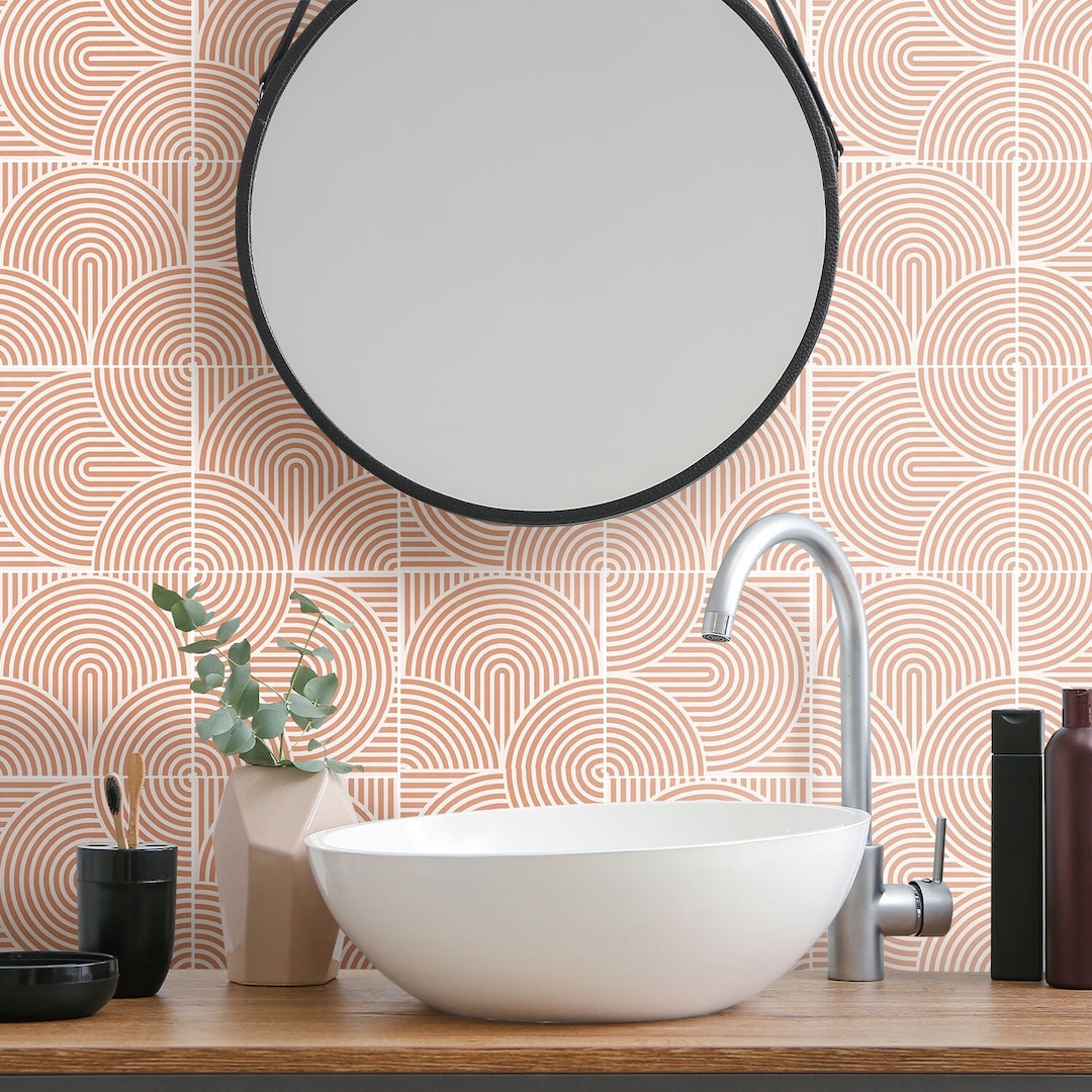 Boho Lines Salmon Tile Decals - Self-adhesive Wall & Floor Tile ...
