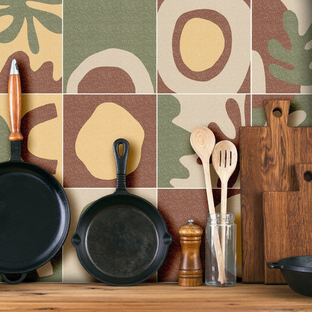 Terrazzo Shapes Sage Tile Decals - Removable Tile Stickers Collection ...