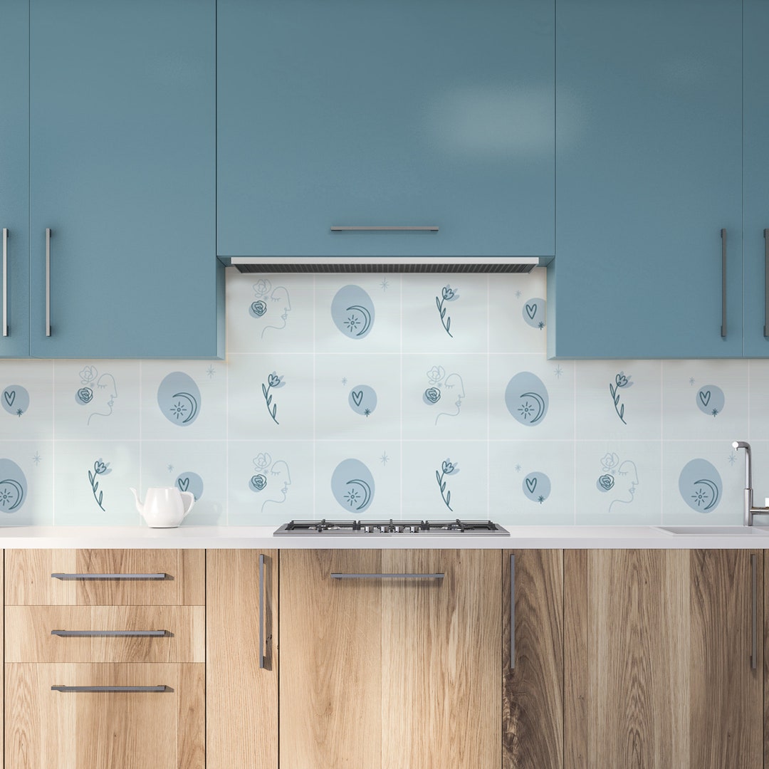 Moongirl Soft Blue Tile Decals - Self-adhesive Wall & Floor Tile ...