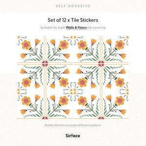 Classic Floral White Tile Decals - Self-adhesive Wall & Floor Tile ...