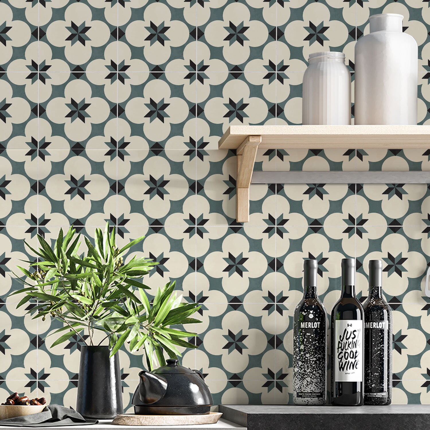 Moss Green Tiles Backsplash Peel and Stick in Roll Wall - Etsy Australia