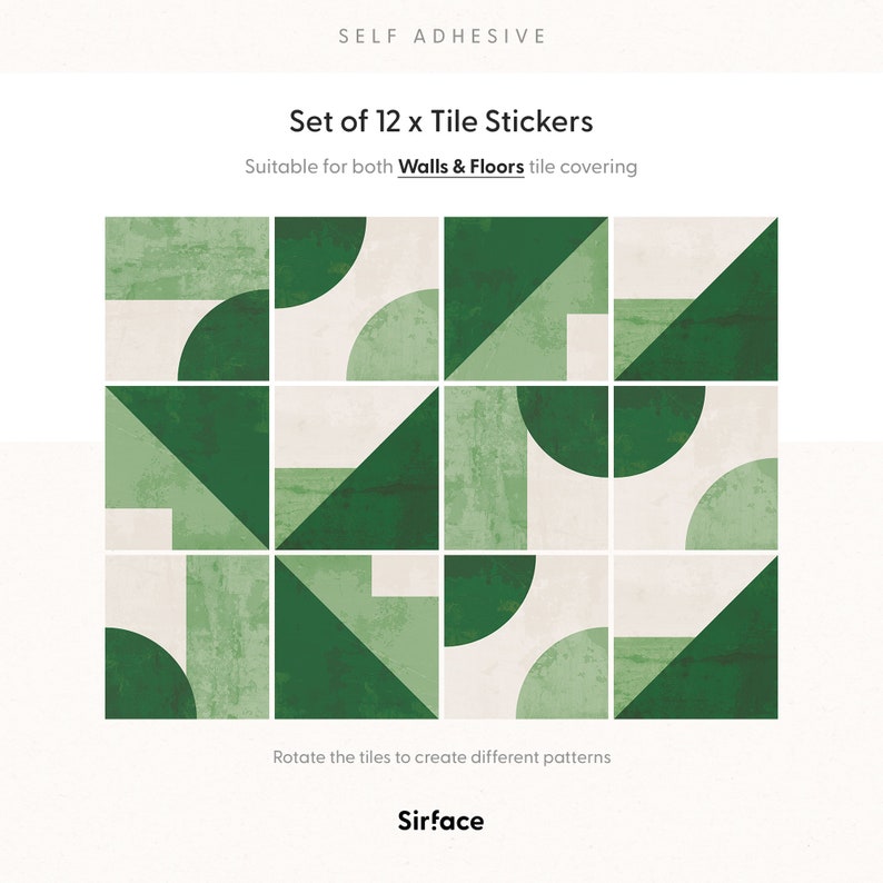 Geometric Emerald Tile Decals Self-adhesive Wall & Floor - Etsy UK