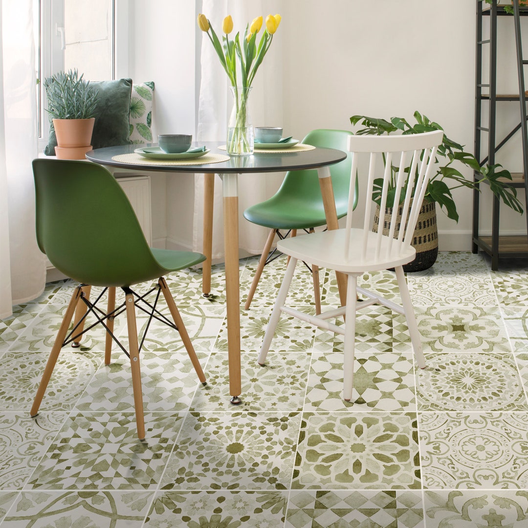 Rabat Sage Tile Decals - Moroccan Tile Stickers Collection - Self ...