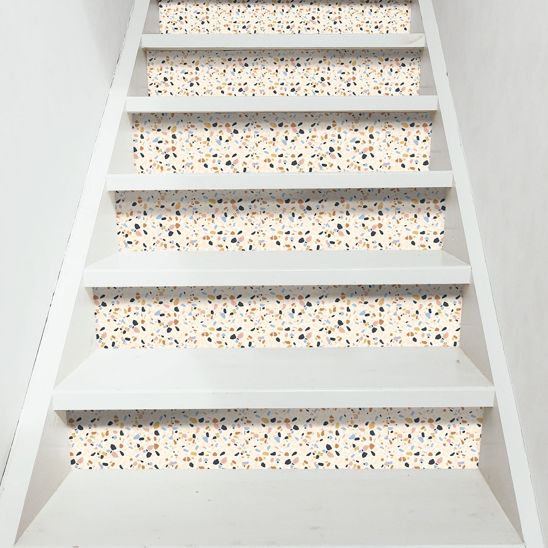 Terrazzo Stair Riser Stickers - Pack of 6 Removable Stair Riser Tile ...