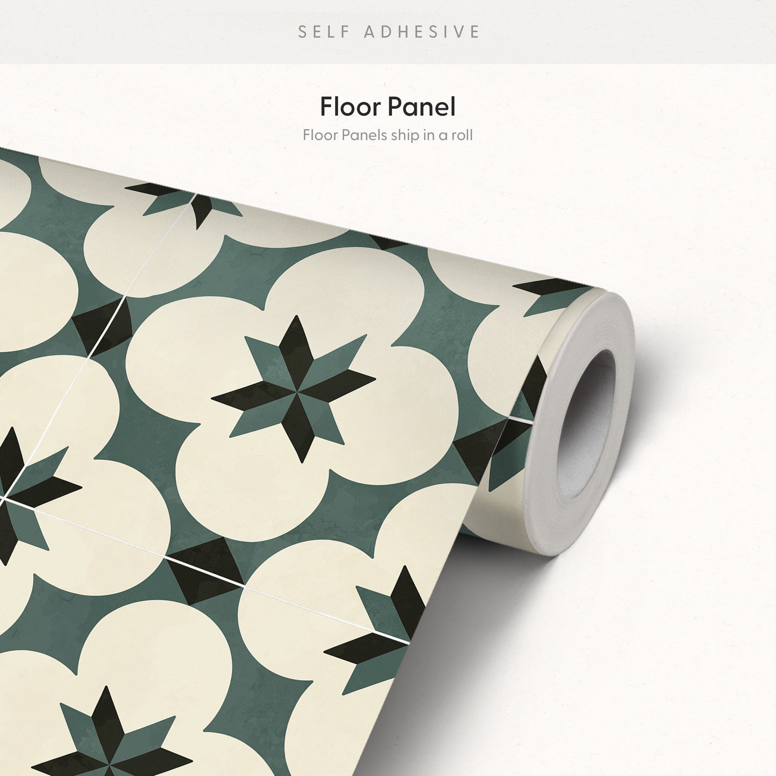 Moss Green Floor Tile Sticker Panel, Peel and Stick Decal, Vinyl Floor ...