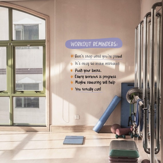 Workout Reminders Vinyl Gym Wall Decal Inspirational Words | Etsy