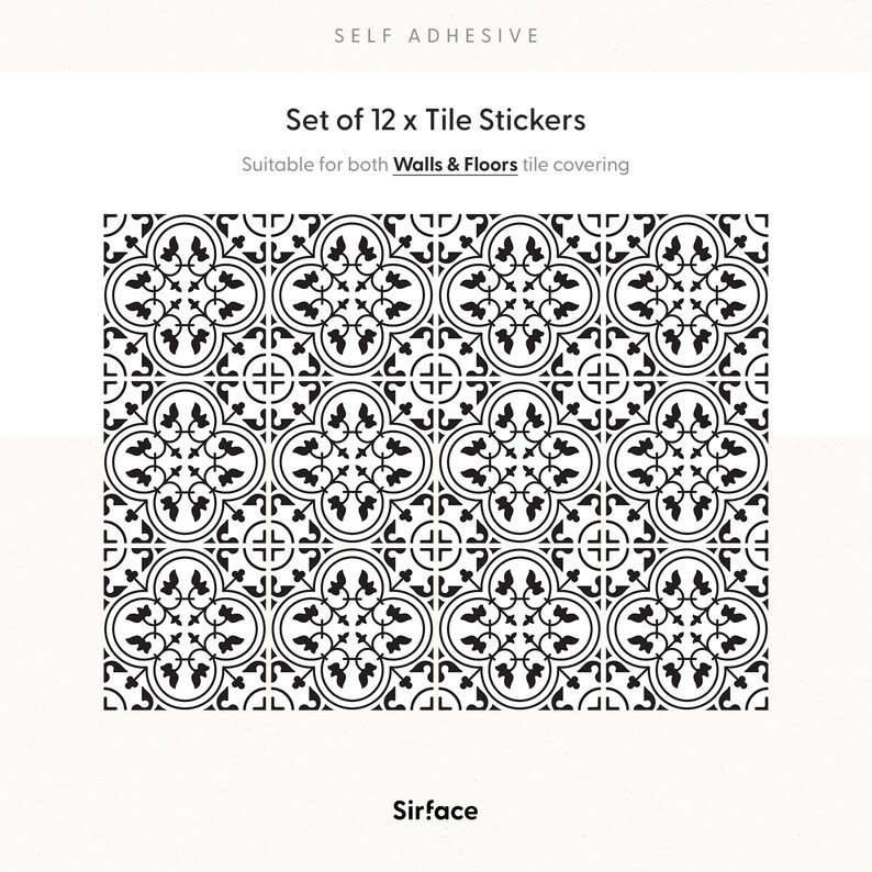 Moroccan Monochrome Tile Decals Self-adhesive Wall & Floor - Etsy