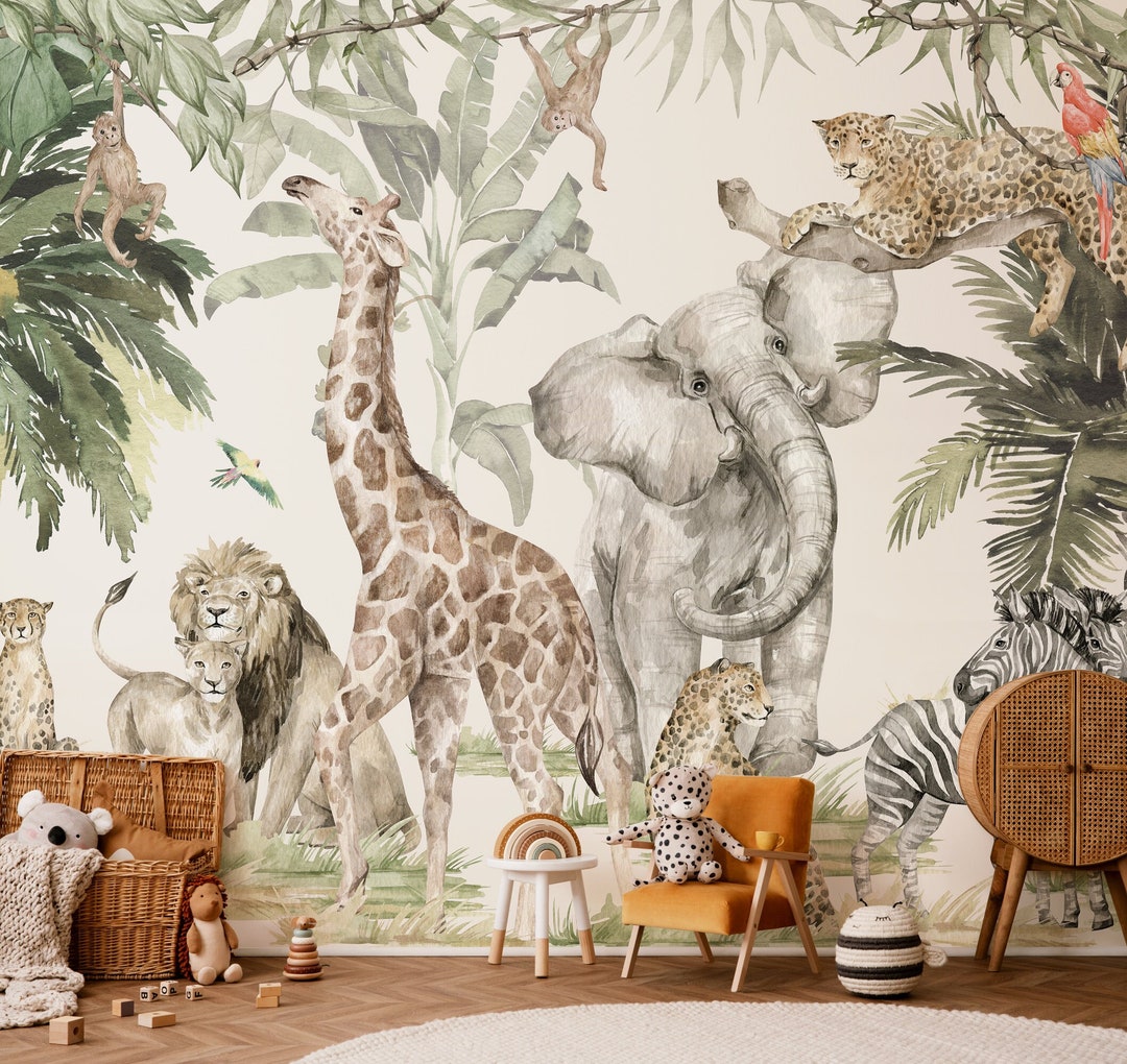 Safari Wall Mural, Removable Wallpaper, Peel and Stick, Traditional ...