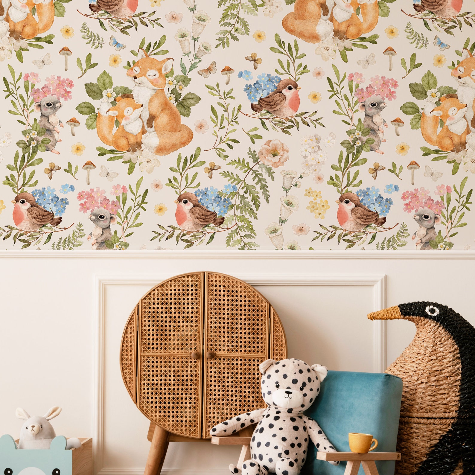 Forest Fox Light Removable Wallpaper, Traditional Wall Paper, Woodland ...