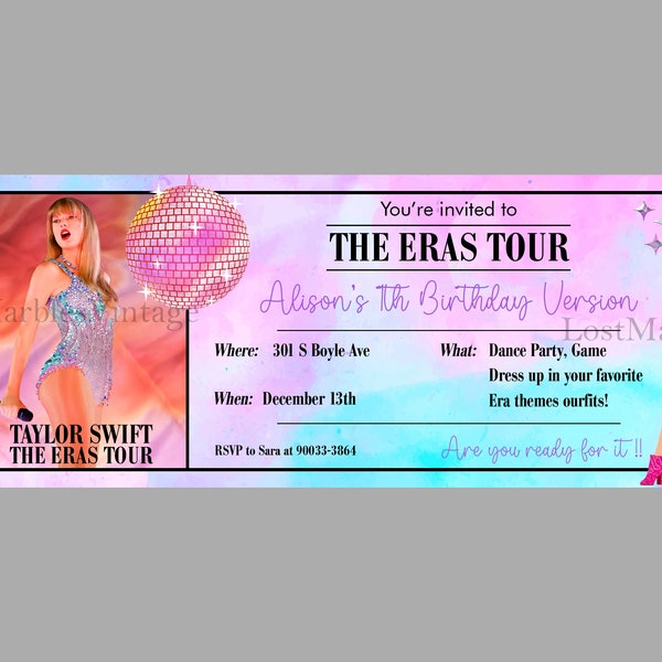 Eras Tour Tickets Birthday Party Invitations - Etsy