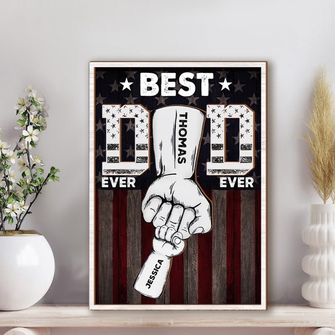 Custom Dad and Kids Fist Bump Sign, Custom Papa Wooden Plaque, Best Dad ...