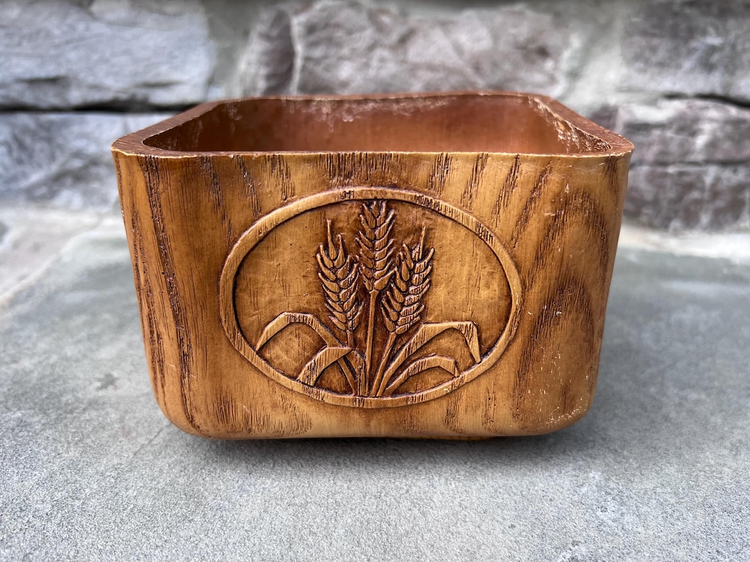 Vintage 1979 Syroco Planter / by FTD / Square Sryoco Wood Like Planter ...