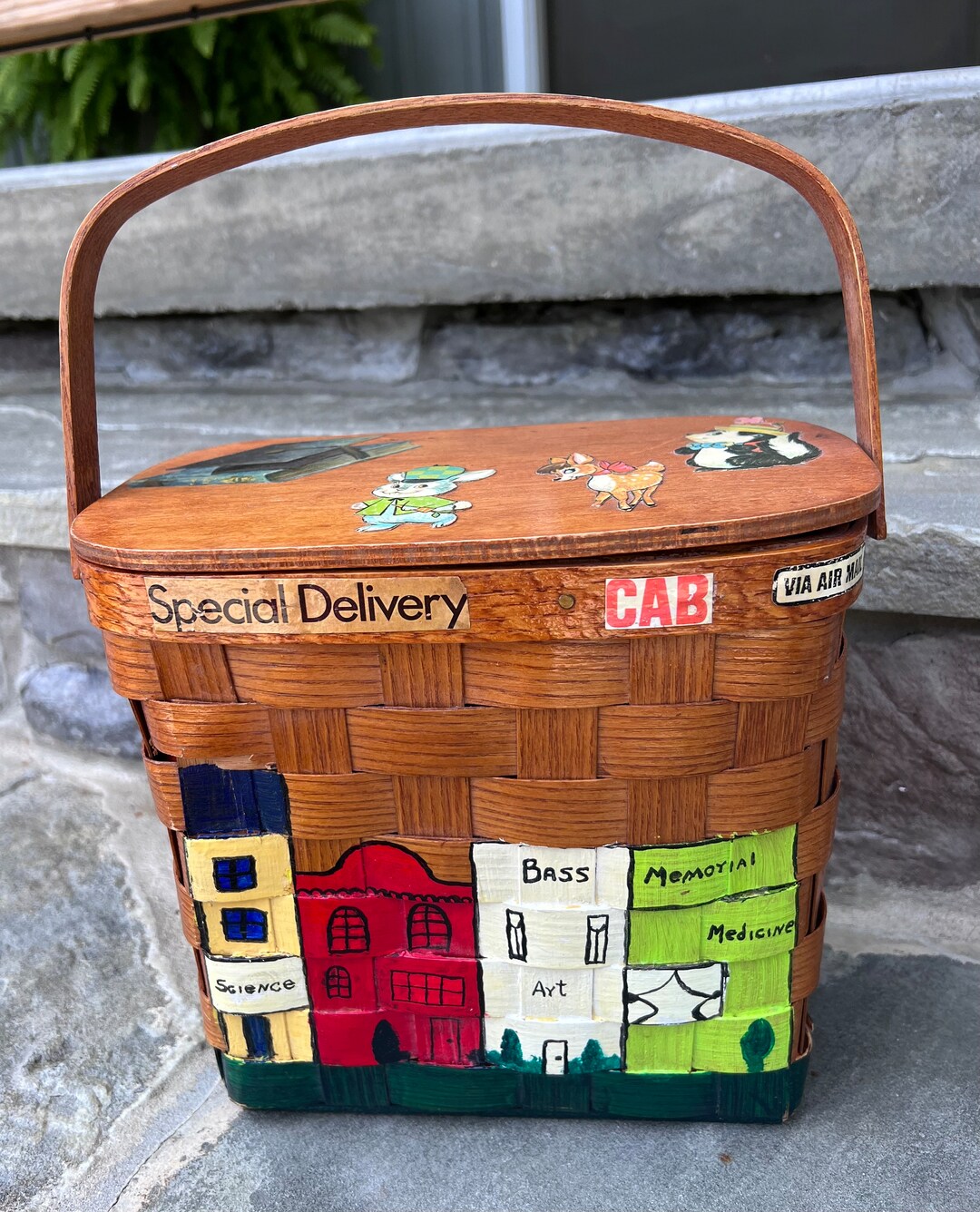 70's Wooden Hand Painted Basket Purse / Basketville / Hand Painted ...