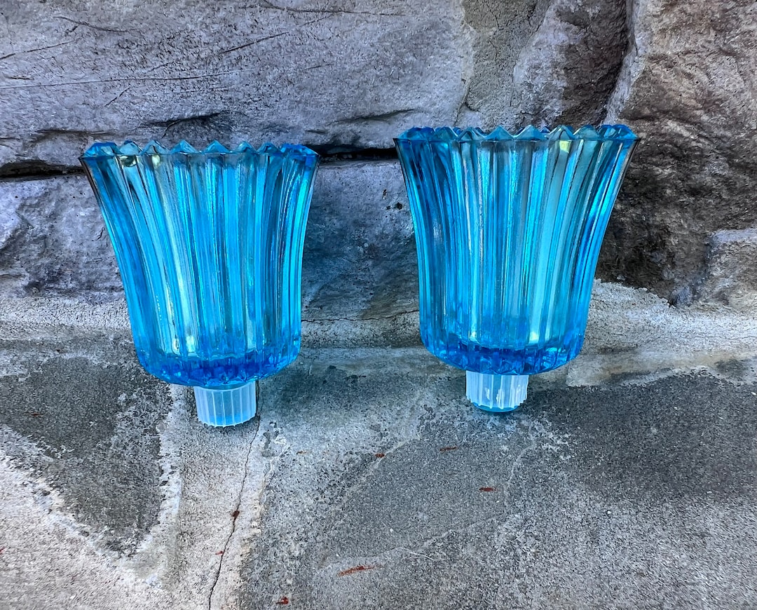 Vintage Homco Brilliant Blue Peg Candle Holders / Set of 2 / Grooved ...