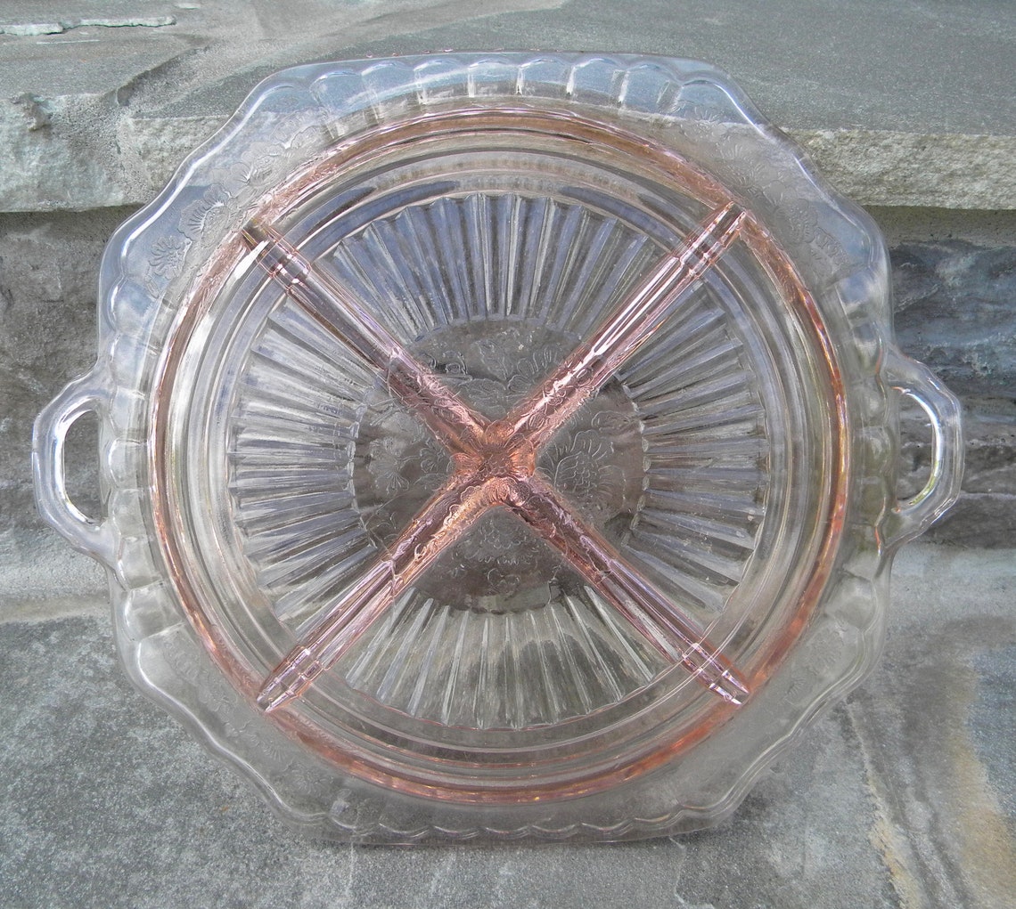 Pink Mayfair Open Rose 4 Part Relish Dish / Pink Depression | Etsy