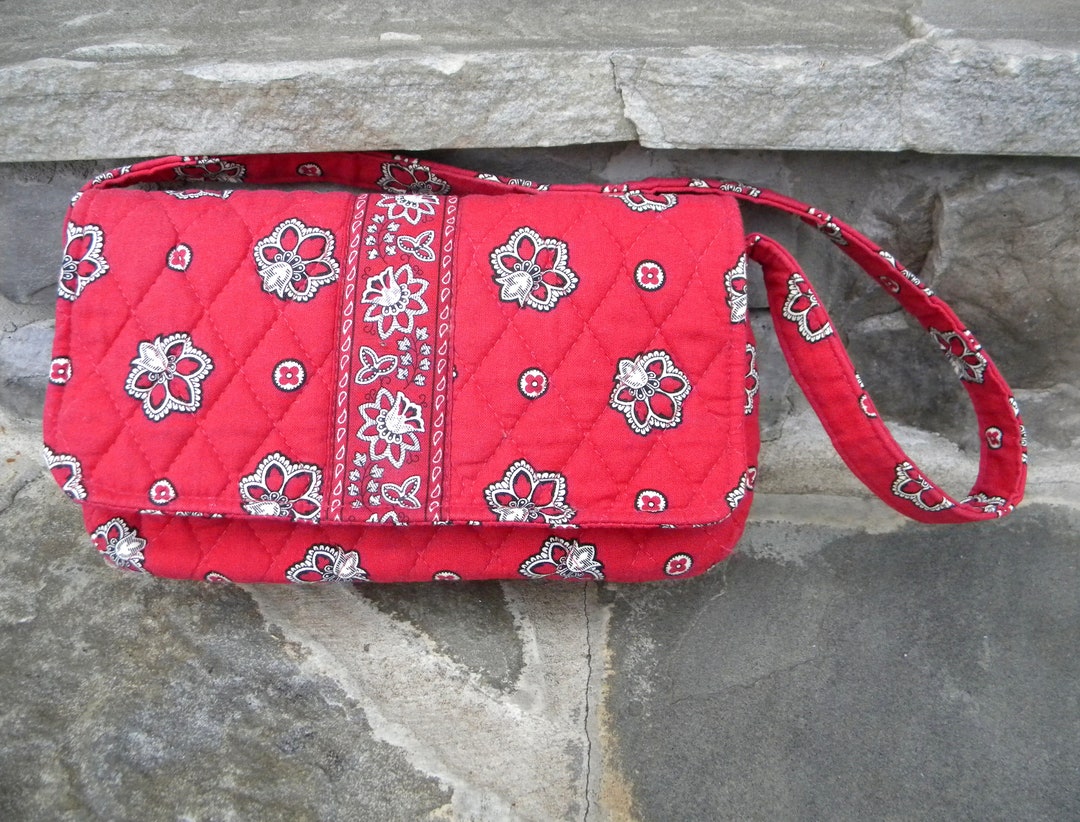 Vera Bradley Red Bandana Print Small Shoulder Bag / Clutch / Top Handle ...