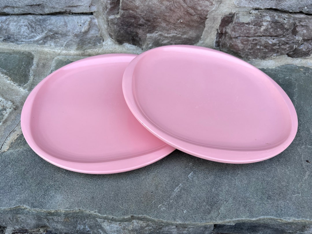 2 Vintage 50's Boontonware Pink Melamine Dinner Plates / Melmac Pink ...